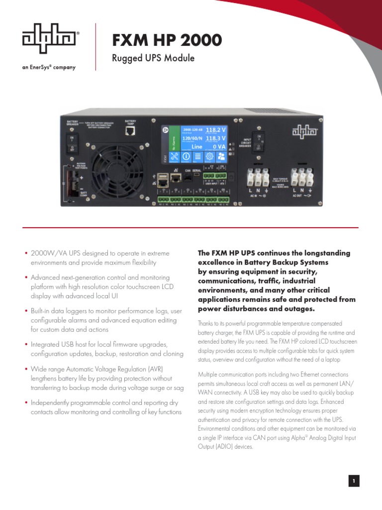 UPS Alpha FXMHP2000 Datasheet Eng | PDF | Usb | Power Inverter