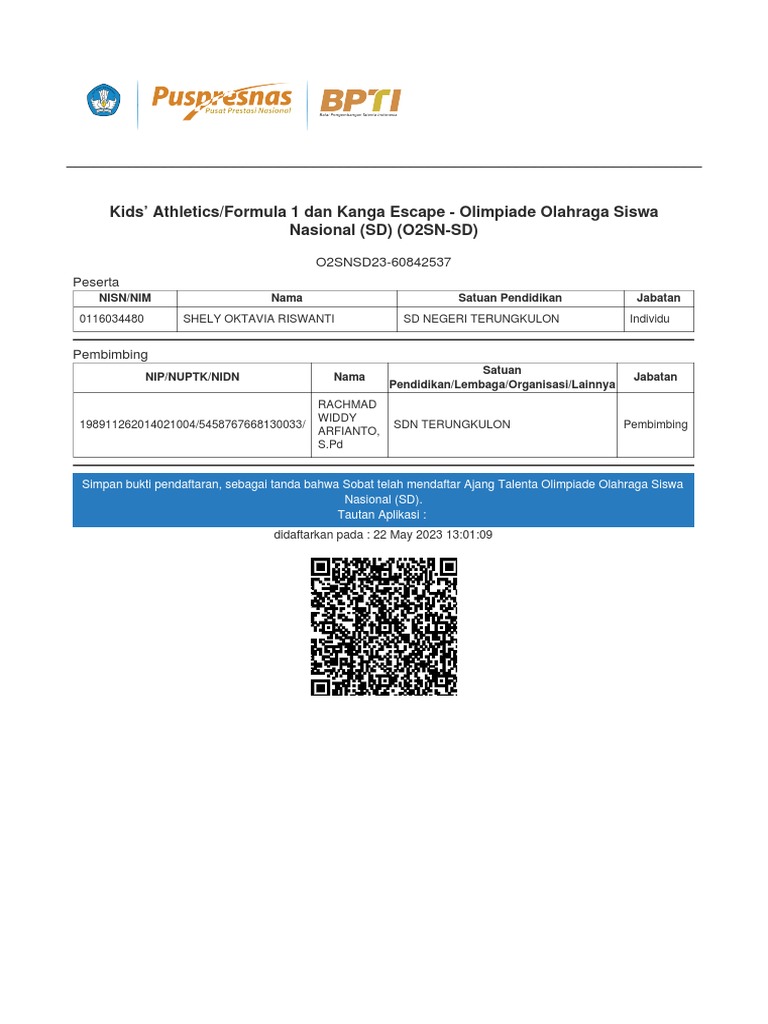 Bukti Pendaftaran O2SN | PDF