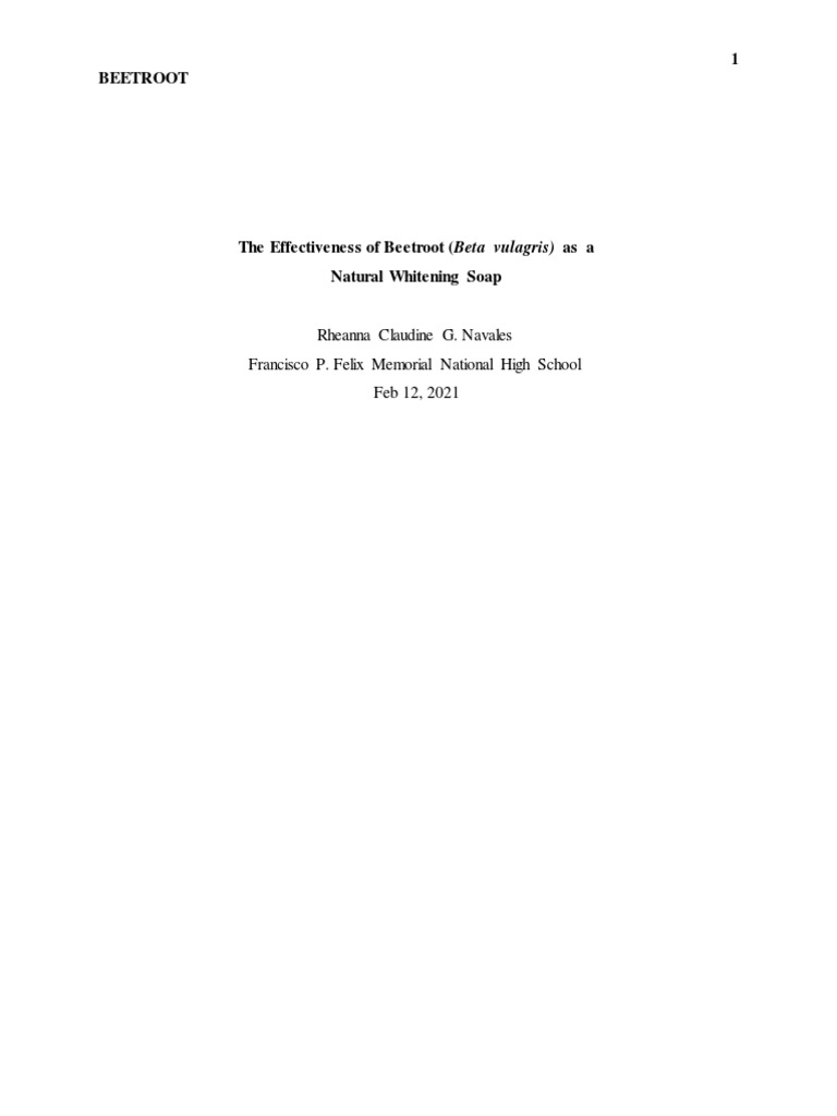 The Effectiveness of Beetroot (Chapter 1-3) FINAL | PDF | Beetroot | Nutrition