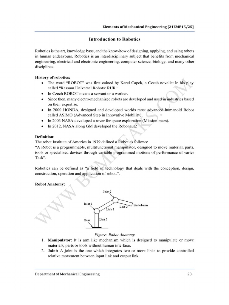 MODULE 5 - Introduction To Robotics | PDF