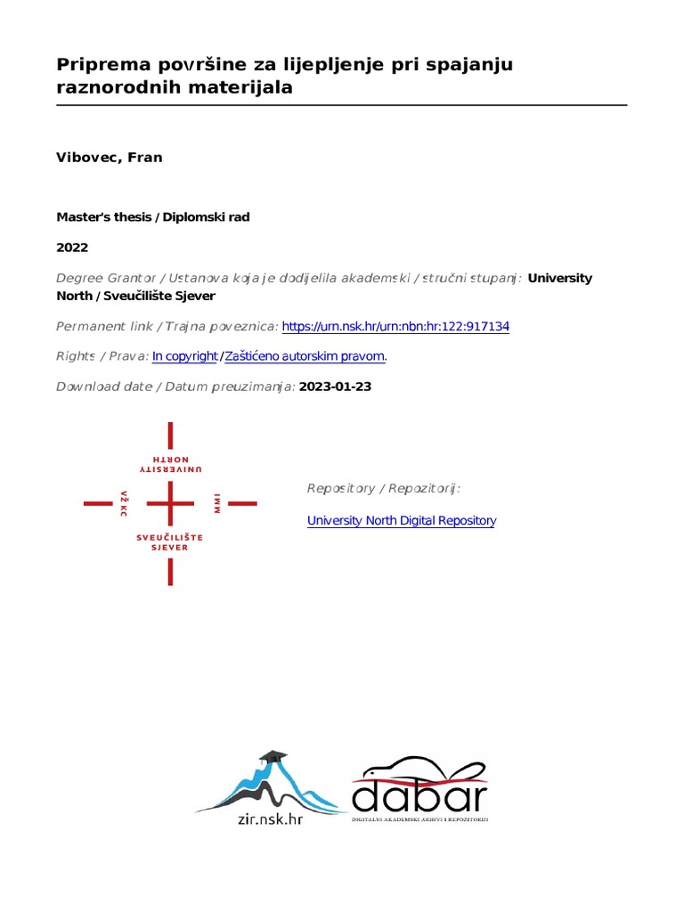 Priprema Povrsine Zalijepljenje Pri Spajanju Raznorodnih Materijala Vibovec | PDF