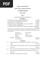 S.6 Entrepreneurship Paper 1 Uace Notes | PDF | Cost Of Living | Taxes