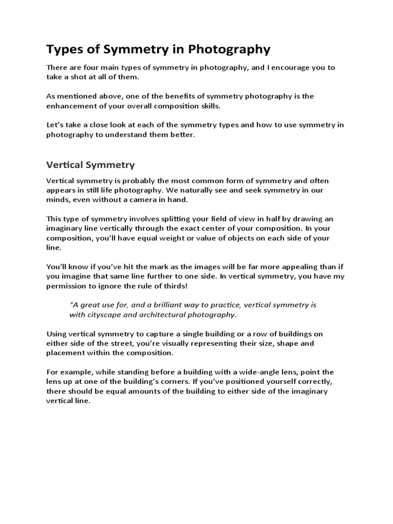 Types of Symmetry in Photography | PDF | Composition (Visual Arts ...