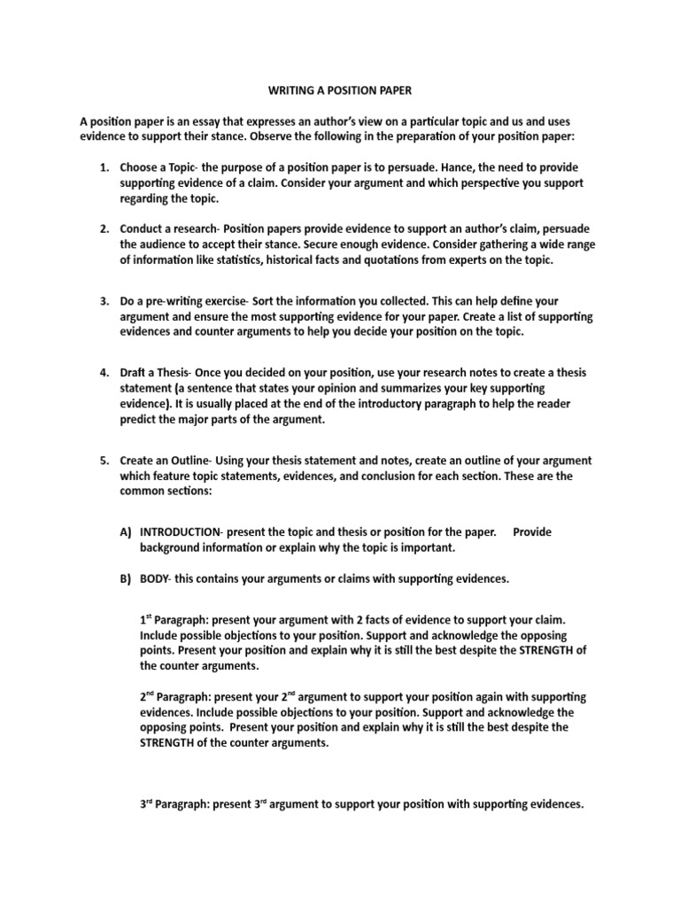 How to Write a Position Paper | PDF | Argument | Evidence