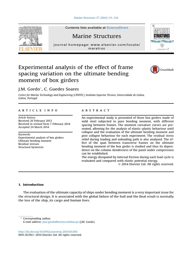 Experimental Analysis of The Effect of Frame Spacing Variation On The Ultimate Bending Moment of ...