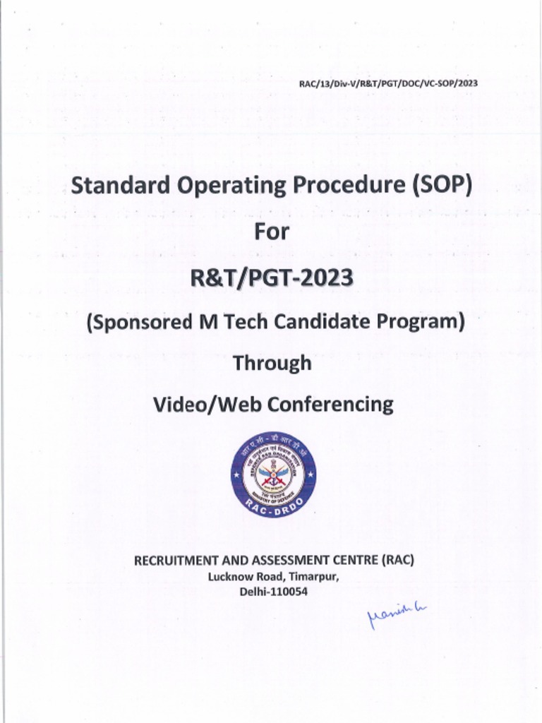 SOP R&T PGT 2023 | PDF