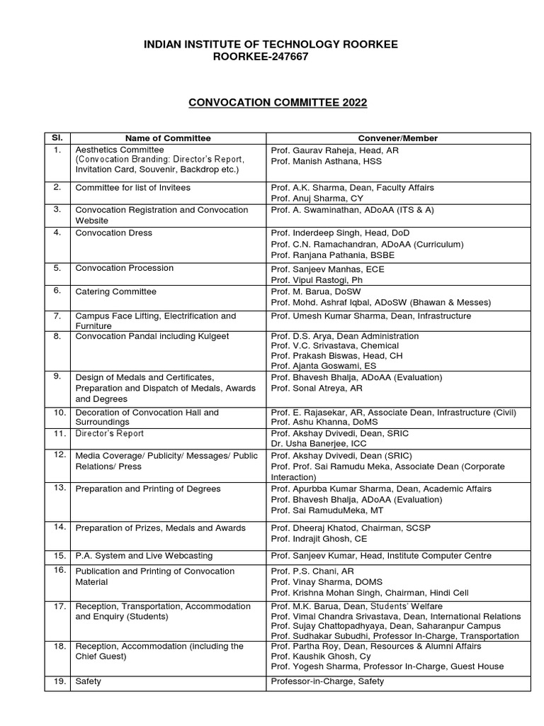 Convocation Committee 2022 | PDF