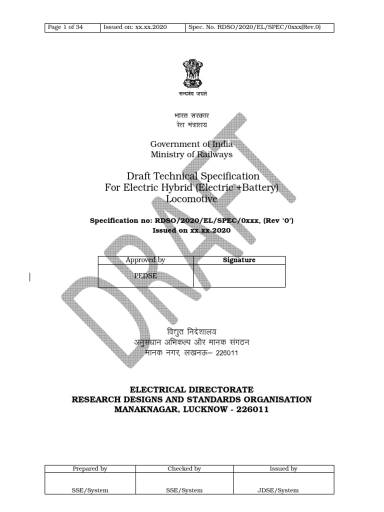 Draft hybrid spec-RDSO-2020-EL-SPEC-0xxx (Rev 0) 24 09 2020 | PDF ...