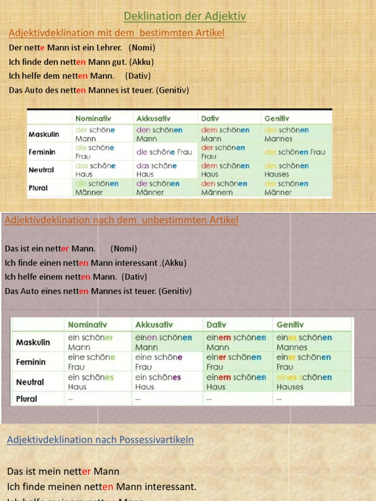 Deklination der Adjektiv | PDF