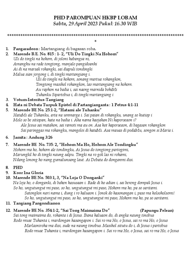 PHD Parompuan HKBP Lobam | PDF