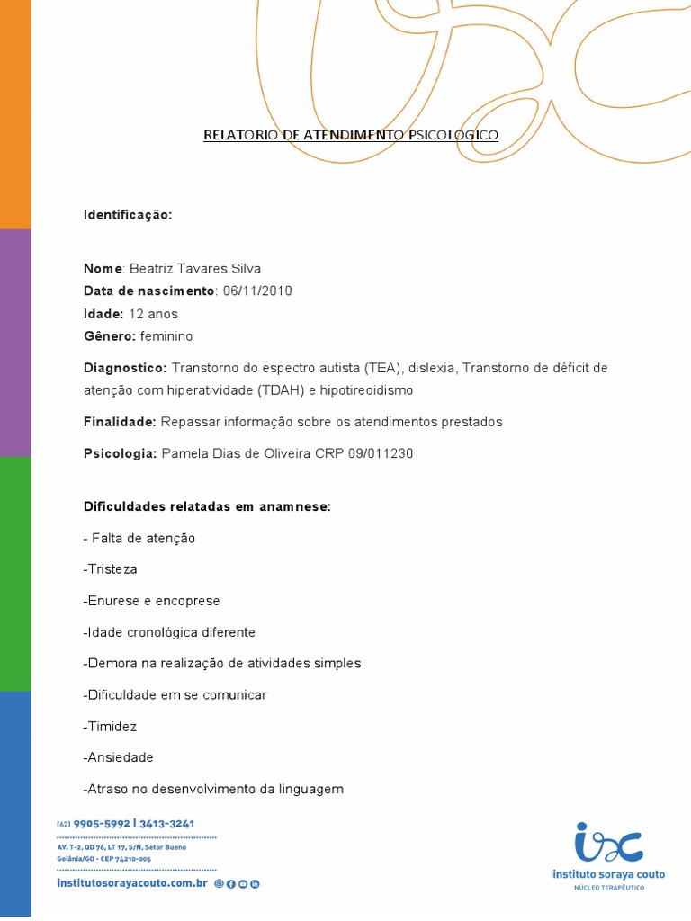 modelo_laudo_ABA[1] | PDF | Transtorno de déficit de atenção e ...