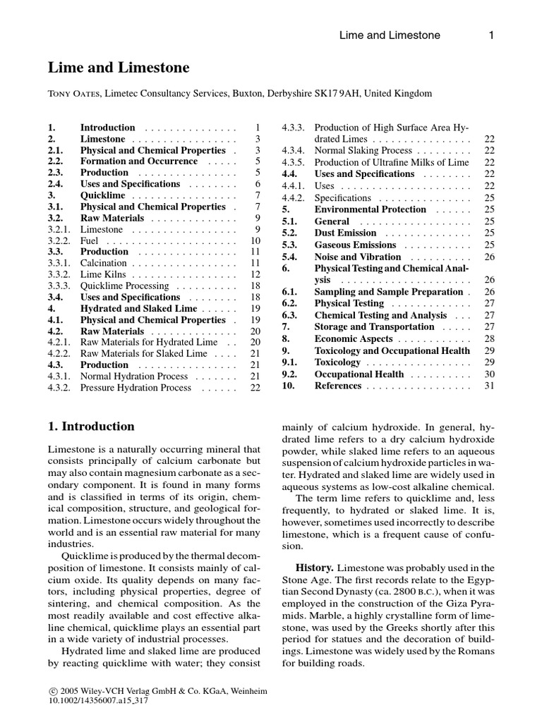 Lime and Limestone: History. Limestone Was Probably Used in The | PDF ...