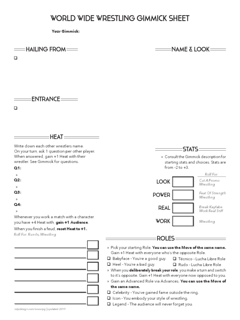 World Wide Wrestling Gimmick Sheet | PDF | Professional Wrestling ...