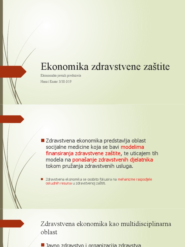 Ekonomika Zdravstvene Zaštite: Ekonomika Javnih Preduzeća Hanić Ensar 3/38-I/19 | PDF