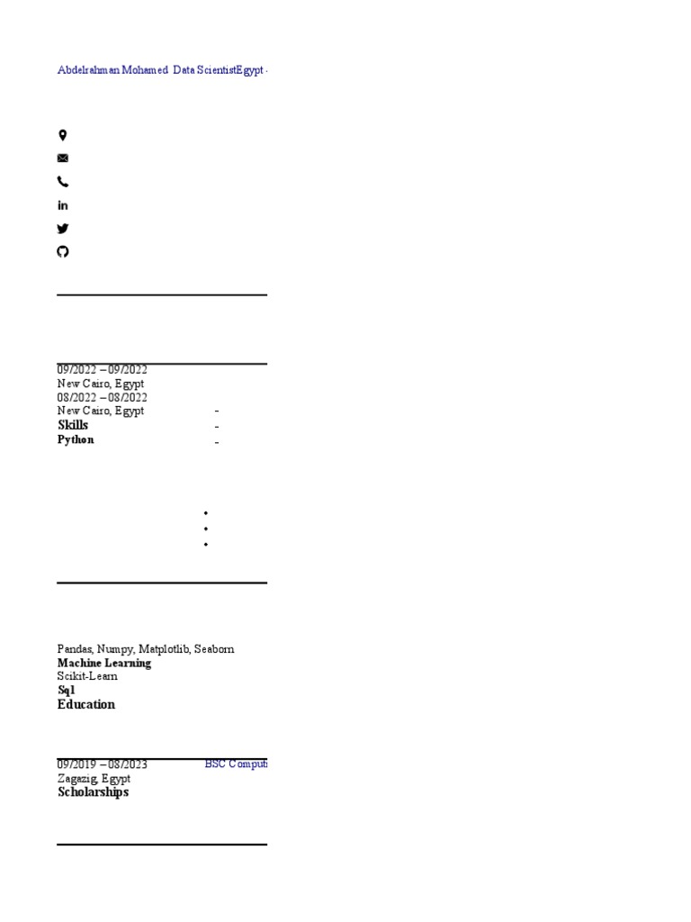 Abdelrahman Mohamed Resume | PDF | Machine Learning | Data