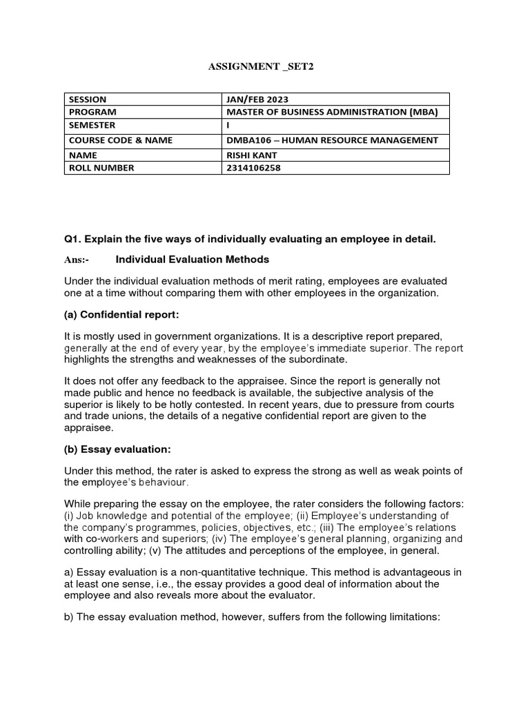 Dmba106 - Human Resource Management - Set2 | PDF | Employment | Cost ...