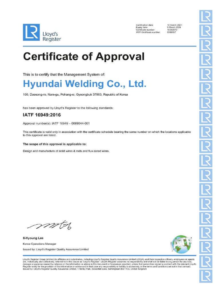 Hyundai Certificate | PDF