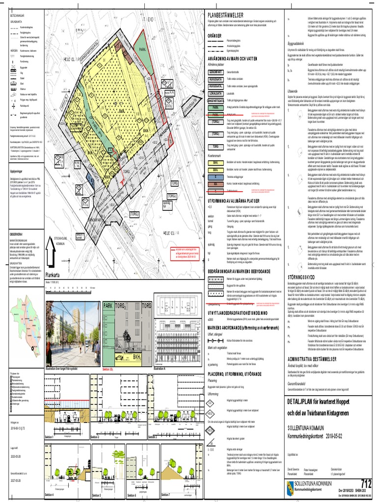 B0163-Nr712 Detaljplan Plankarta KV Hoppet Och Tvärbanan Kistagrenen ...