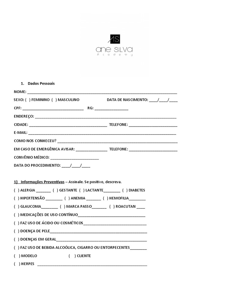 FICHA%2BANAMNESE%2B%281%29%2B%281%29 | PDF | Remédio | Medicina Clínica