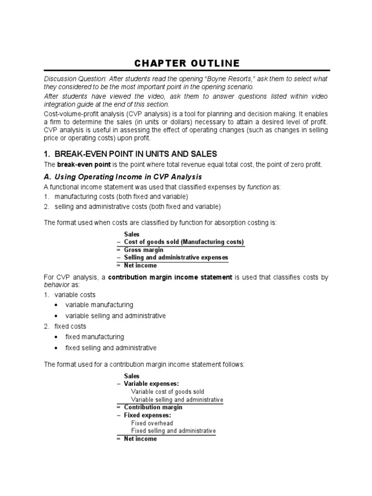 Cost Volume Profit Analysis Pdf Marketing Financial Services