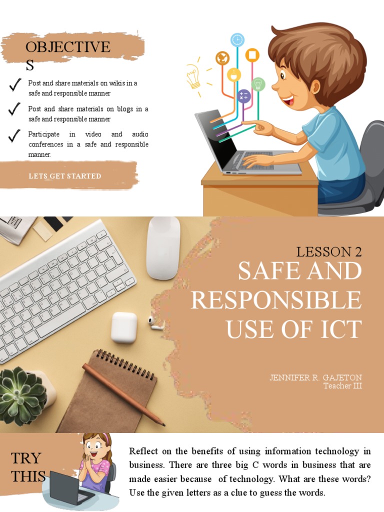 Tle 6 - Lesson 2 - Safe and Responsible Use of Ict | PDF | Educational ...