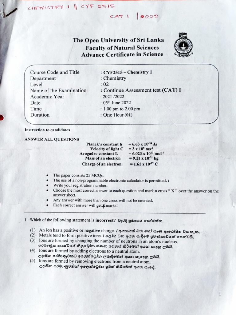 CYF 2515 _ CAT1 [2021_2022] | PDF