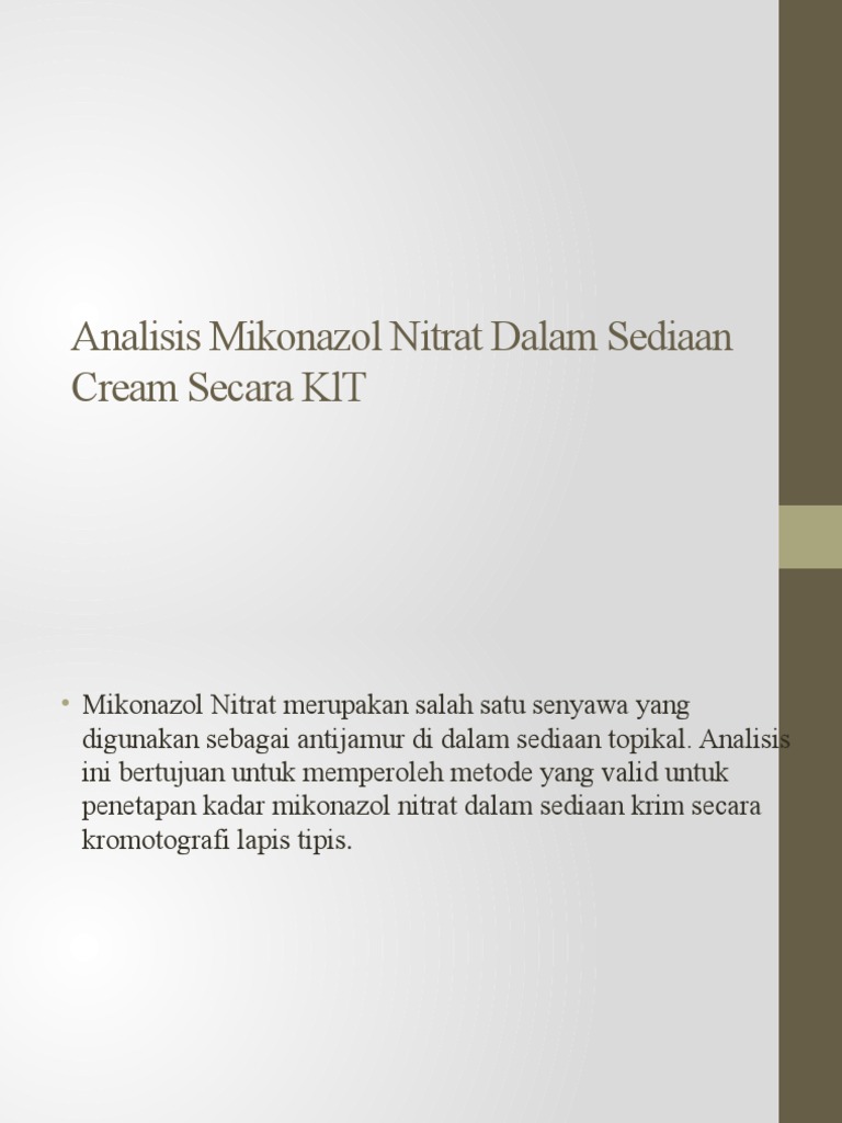 Analisis Mikonazol Nitrat Dalam Sediaan Cream Secara KLT | PDF