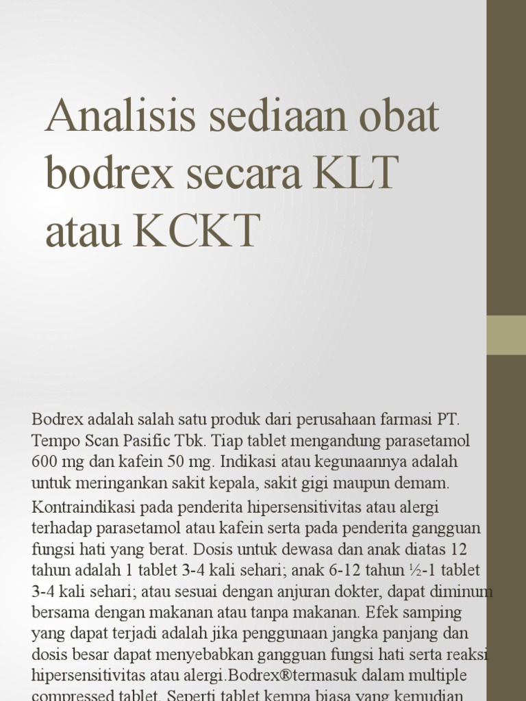 Analisis Sediaan Obat Bodrex Secara KLT Atau KCKT | PDF