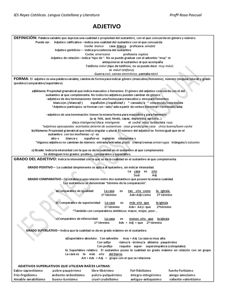Adjetivo 21 | PDF | Adjetivo | Numero Gramatical