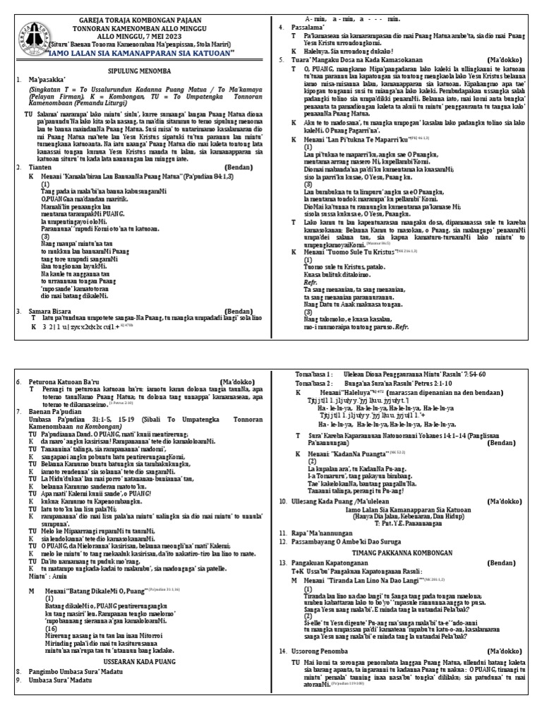 Liturgi 07 Mei 2023 Lit 1 - Toraja | PDF