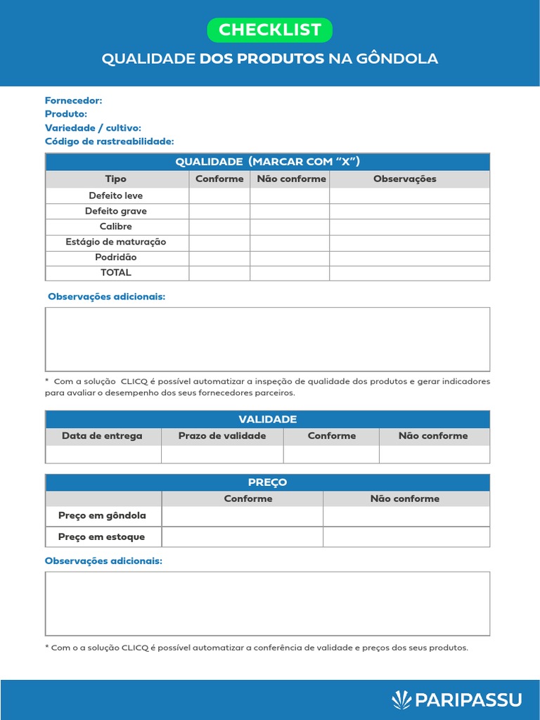 Checklist Qualidade Produto Na Gondola | PDF | Informática