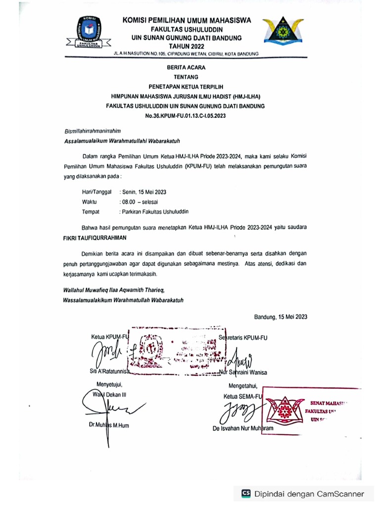 Berita Acara Ketua HMJ ILHA | PDF