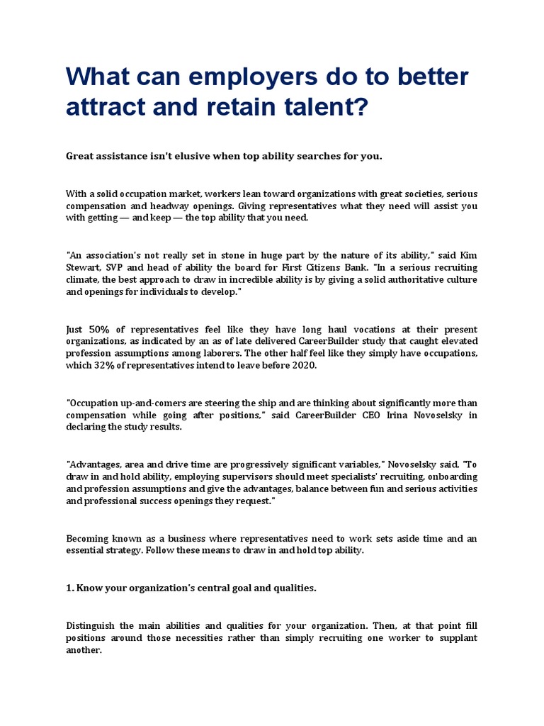 What Can Employers Do To Better Attract and Retain Talent | PDF | Business