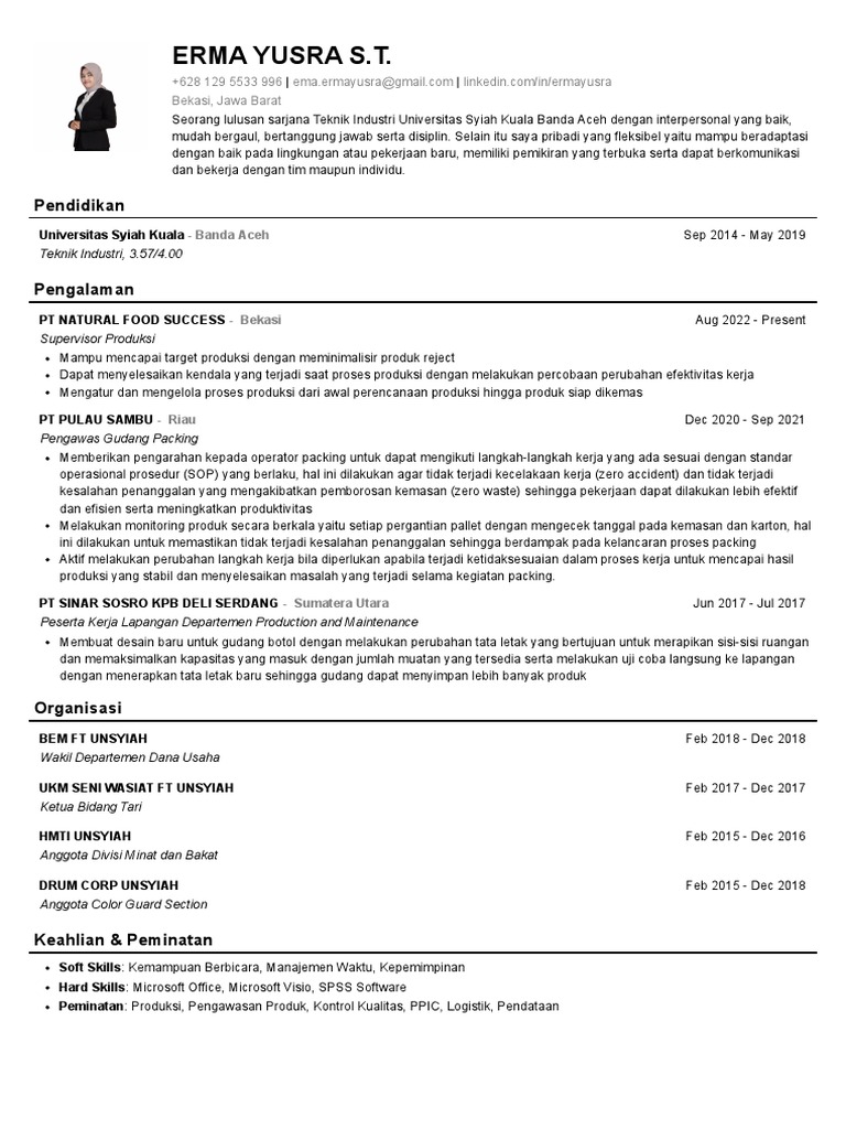CV Erma Yusra | PDF
