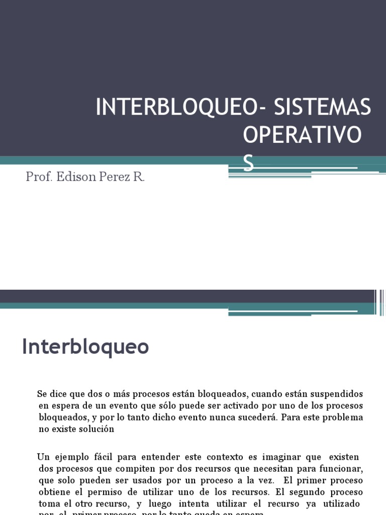 Interbloqueo Sistemasoperativos | PDF | Informática | Ciencias de la ...