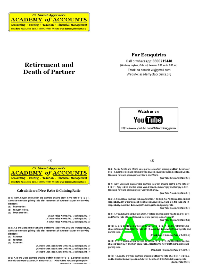 Retirement and Partner Profit Sharing | PDF | Balance Sheet | Goodwill ...