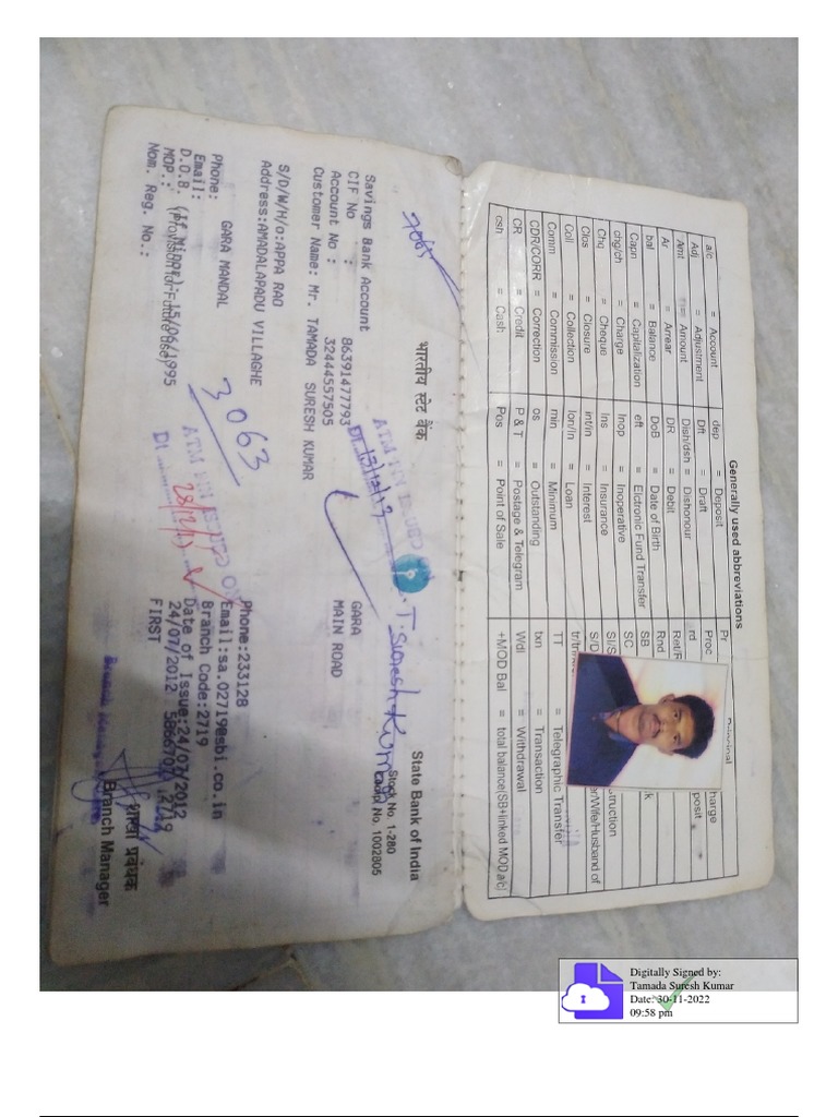Suresh Bank Pass Book Sbi Pdf