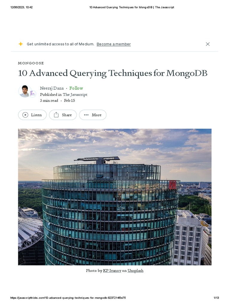 Advanced MongoDB Querying Techniques | PDF | Java Script | Computing
