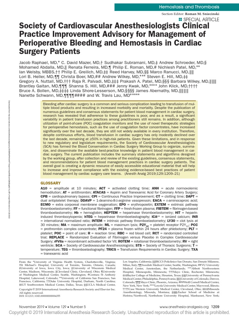 Society of Cardiovascular Anesthesiologists.9 | PDF | Blood Transfusion ...