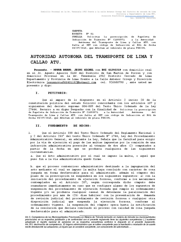 Prescripcion Atu | PDF | Estatuto de limitaciones | Ley Pública