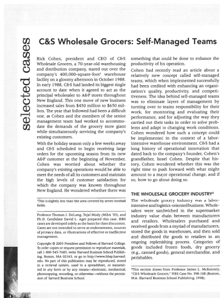R7 C&S Wholesale Grocers - Self - Managed Teams | PDF R7 C&S Wholesale Grocers - Self - Managed Teams | PDF