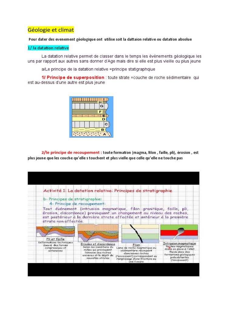 Datation relative et absolue des roches | PDF | Géologie | Sciences de ...