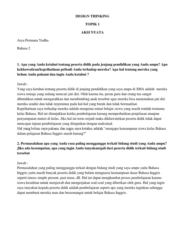 DESIGN THINKING Topik 1 Aksi Nyata | PDF