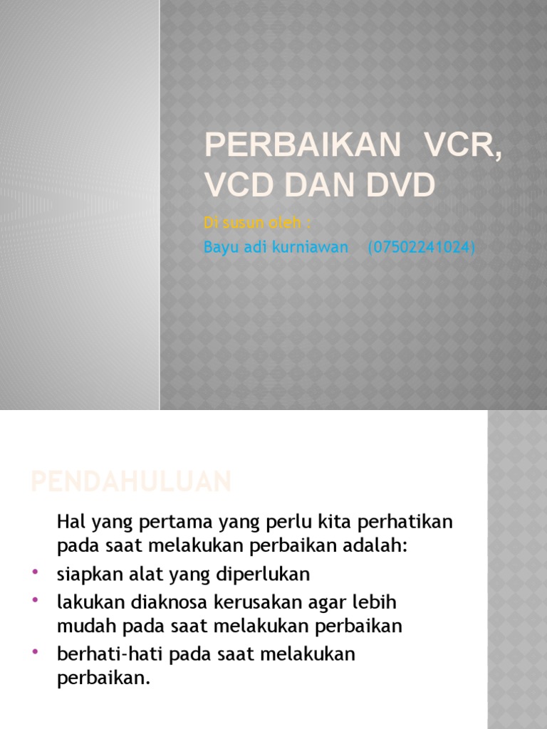 Perbaikan VCR, VCD Dan DVD | PDF