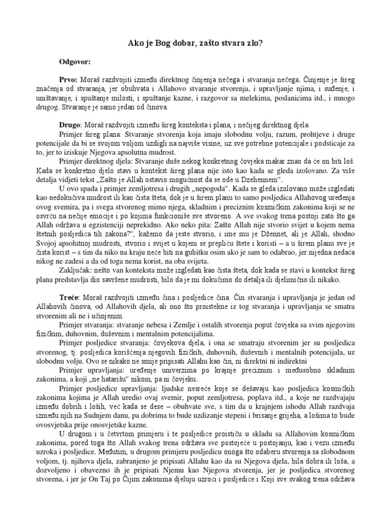 9 Ako je Bog dobar zašto stvara zlo | PDF