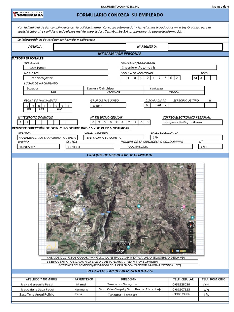 Formulario Conozca Su Empleado - Listo | PDF