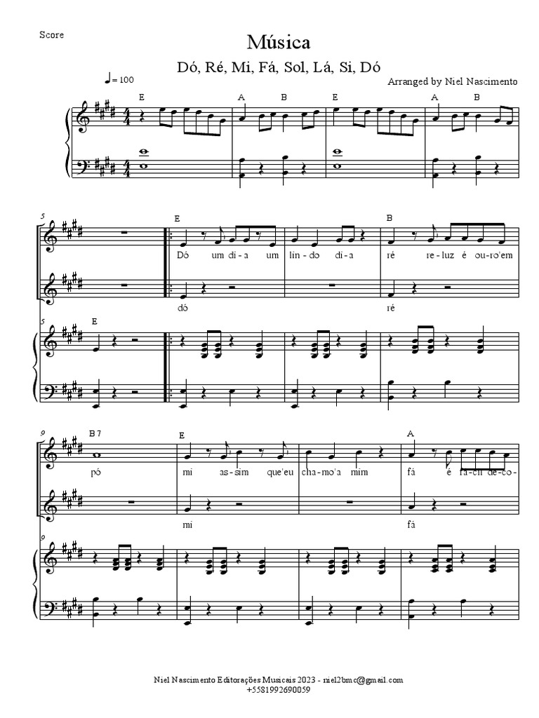 Música - Dó, Ré, Mi, Fá, Sol, Lá, Si, Dó (Piano Acomp + Melodia ...