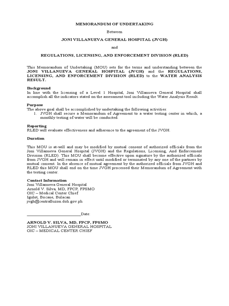 MOU_JVGH Water Analysis | PDF