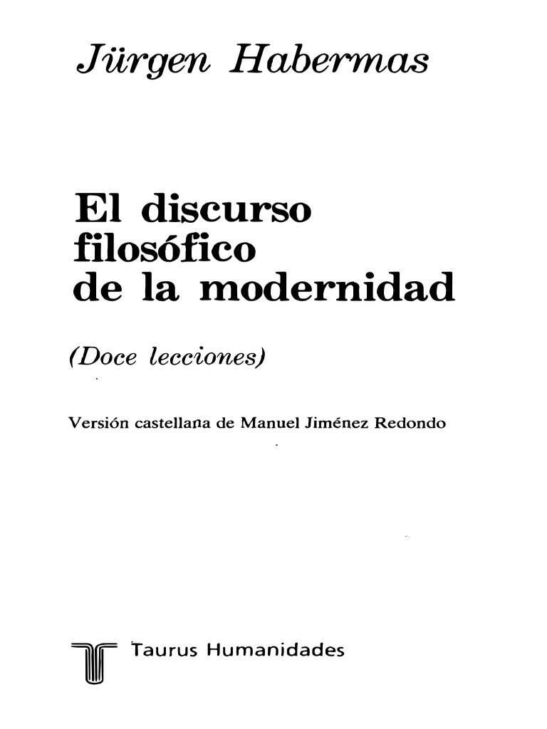 Habermas: El Discurso Filosófico de La Modernidad | Descargar gratis PDF | Georg Wilhelm ...