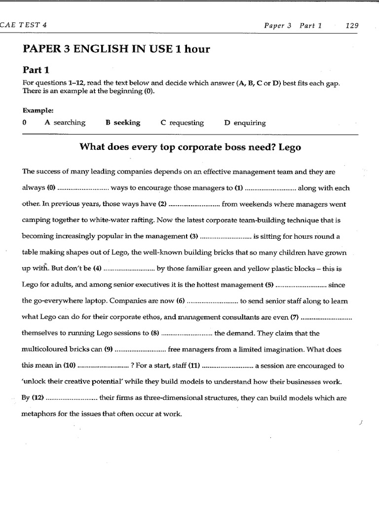 Test 4 Test Builder CAE - Use of English | PDF